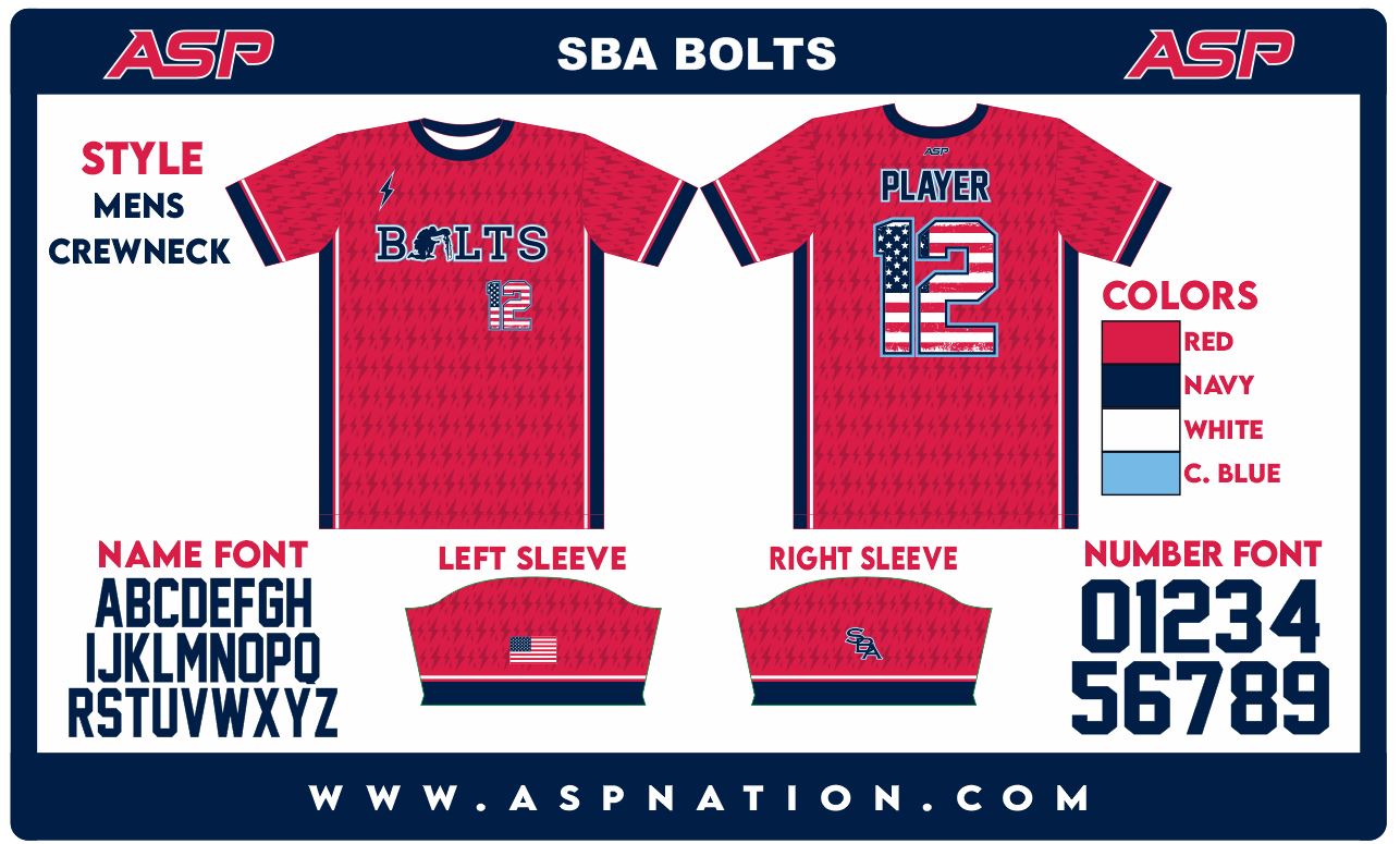 SBA Bolts Baseball Mens/Boys Full Sublimation Uniform Short Sleeve ...