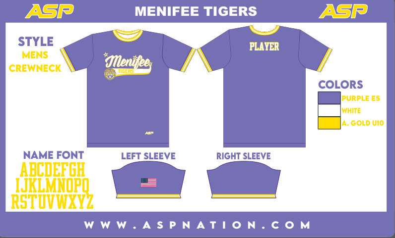Menifee LSU Tigers Fastpitch Mens/Boys Full Sublimation Uniform Short ...